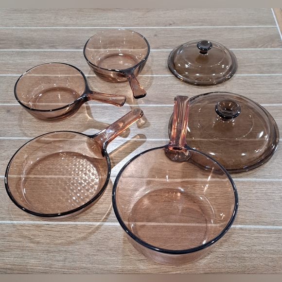 Corningware | Kitchen | Vintage Amber Vision Corning Ware Pyrex Set 6 ...